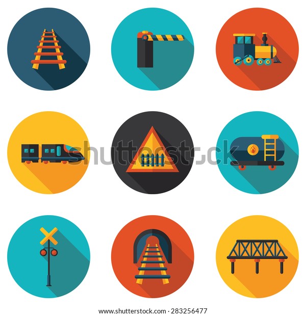 Flat Icons Railroad Stock Vector (Royalty Free) 283256477 | Shutterstock
