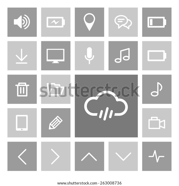 Flat Icons Square Grey Colors Flat Stock Vector (Royalty Free ...