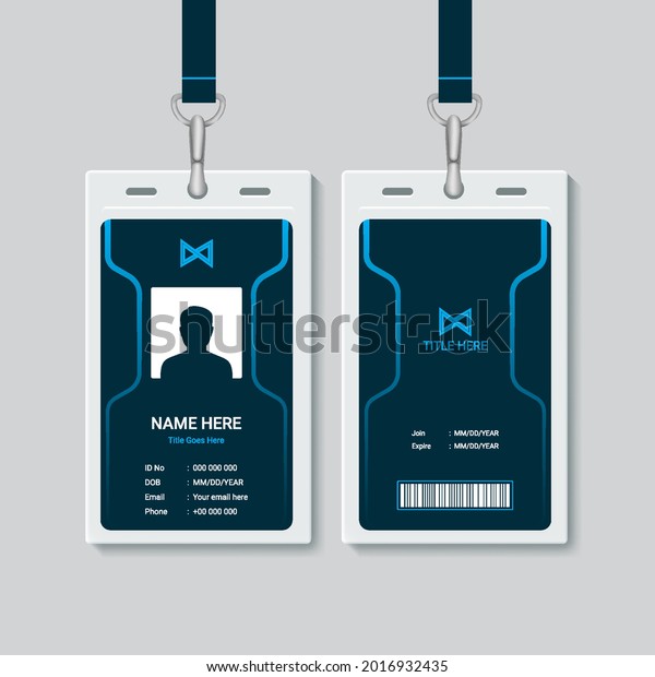 Flat Id Card Template Design Stock Vector (Royalty Free) 2016932435 ...