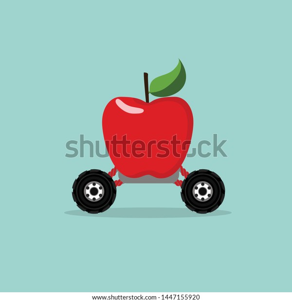 Flat Illustration Design Apple Car Stock Vector (Royalty Free) 1447155920