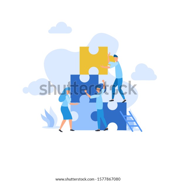 Flat Illustration Find Idea Brainstorming Puzzle Stock Vector (Royalty ...