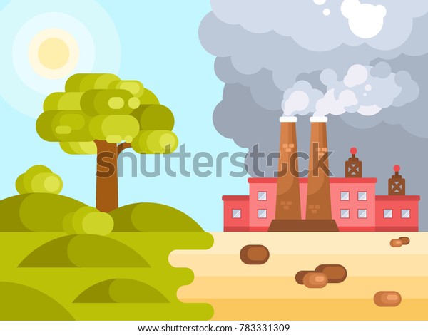 Flat Illustration Human Impact On Climate Stock Vector (Royalty Free ...