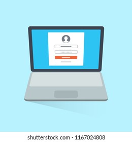 Flat Illustration Desktop Computer Login Screen Stock Vector (Royalty ...