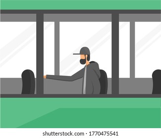 Flat Illustration Man On Bus Stock Vector (Royalty Free) 1770475541 ...