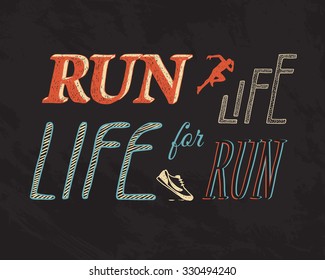 Flat Illustration Phrase Run Life Life Stock Vector (Royalty Free ...