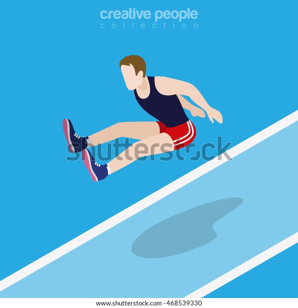 Flat Isometric Athletics Long Jumper Vector Stock Vector (Royalty Free ...