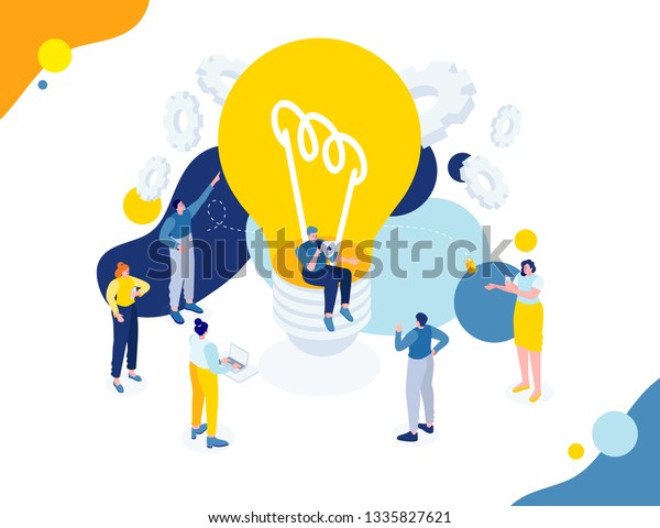 Flat Isometric Vector Business Illustration Small Stock Vector Royalty