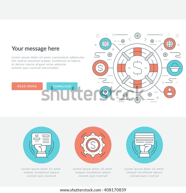 Flat Line Customer Support Concept Vector Stock Vector (Royalty Free ...