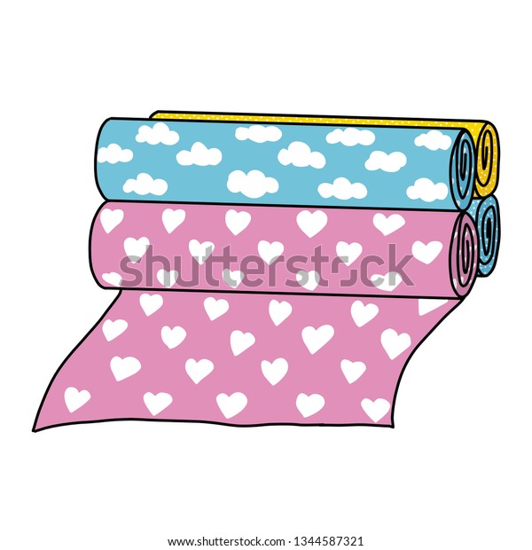 Flat Line Fabric Rolls Icon Vector Stock Vector (Royalty Free) 1344587321