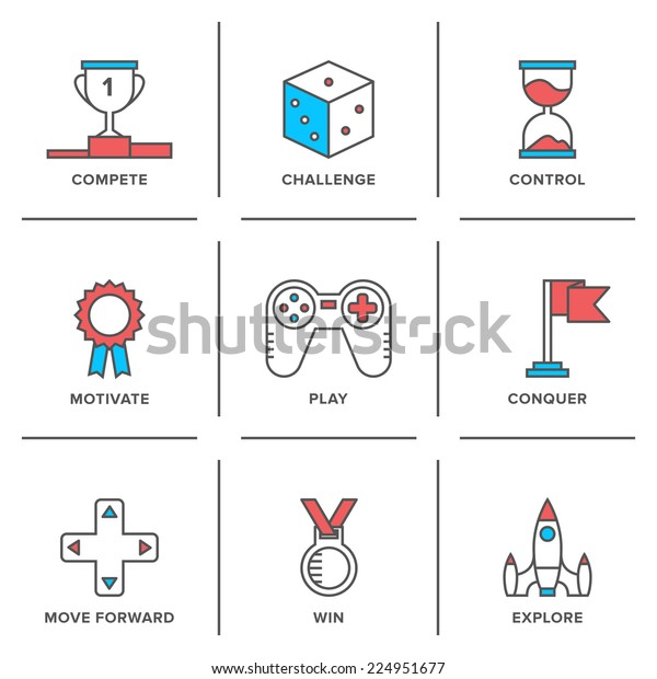 Iconos de línea plana conjunto de soluciones de ventaja competitiva ...