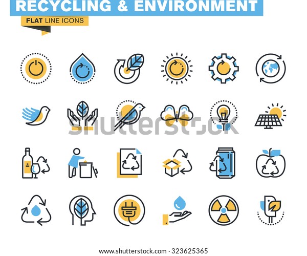 Flat Line Icons Set Recycling Theme Stock Vector (Royalty Free) 323625365