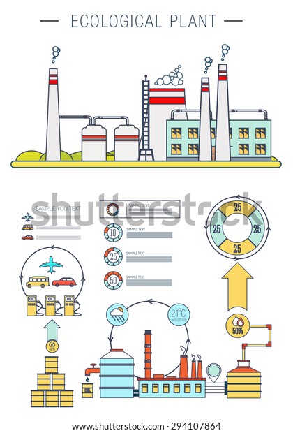 Flat Line Infographic Plant Design Graphics Stock Vector (Royalty Free ...