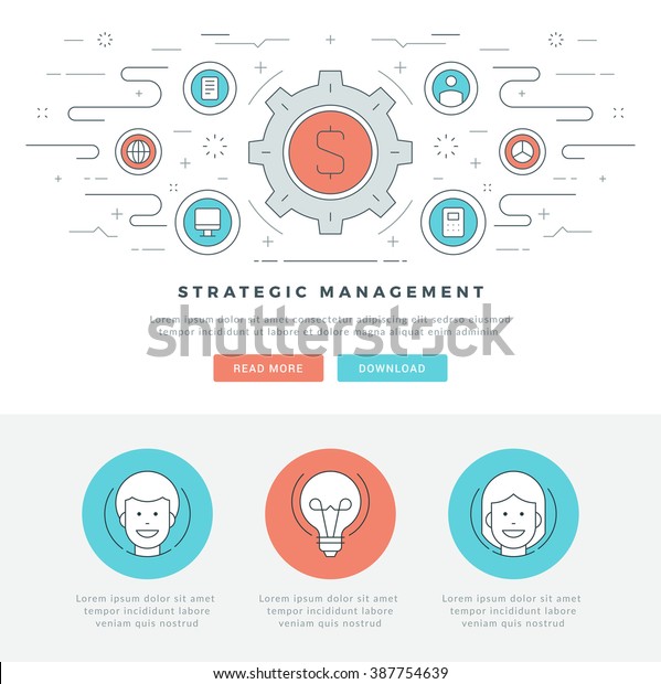 Flat Line Strategic Management Vector Illustration Stock Vector ...