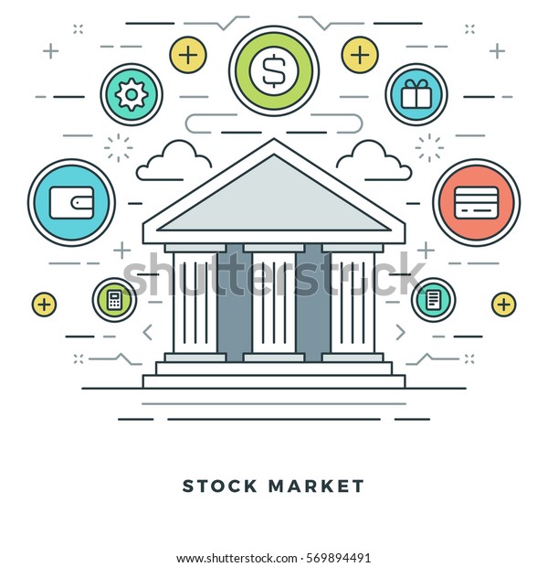 Flat Line Vector Illustration Modern Thin Stock Vector (Royalty Free ...