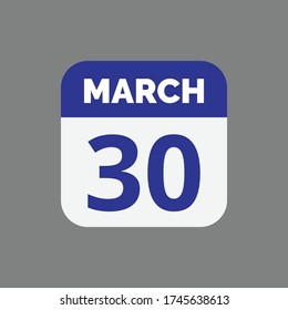 Flat March 30 Calendar Date Icon Stock Vector (Royalty Free) 1745638613 ...