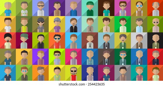 Flat Men Icons Isolated On Background Stock Vector (Royalty Free ...