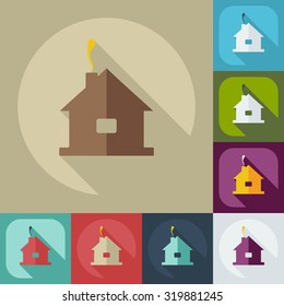 Flat Modern Design Shadow Icons House Stock Vector (Royalty Free ...