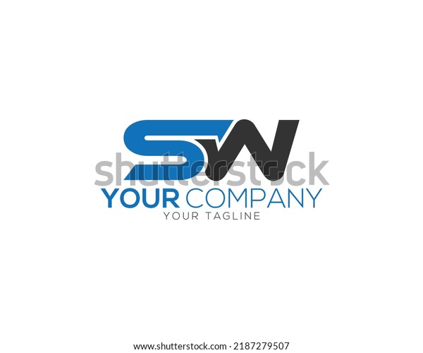 Flat Modern Sw Letter Logo Design Stock Vector (Royalty Free ...
