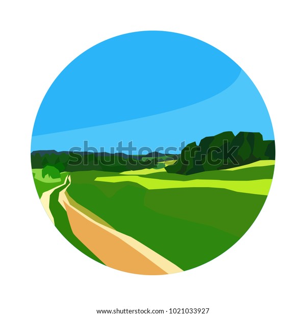 Flat Nature Forest Road Icon Vector Stock Vector (Royalty Free ...