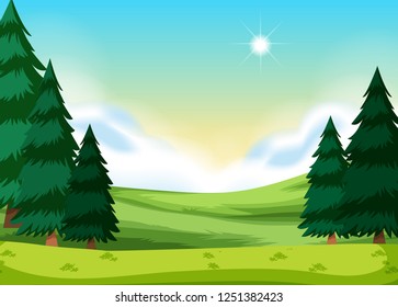 Flat Nature Landscape Illustration Stock Vector (Royalty Free ...
