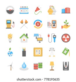 Flat Power Energy Icons Set Stock Vector (Royalty Free) 778193635