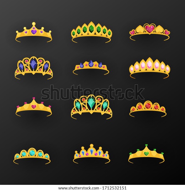 Flat Princess Tiara Collection Vector Illustration: Vector có sẵn (miễn ...