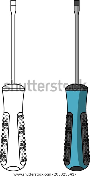 Flat Screwdriver Vector Graphics Black Outlines Stock Vector (Royalty ...