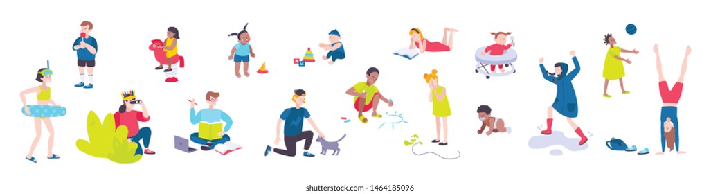73 Kids Different Ages Playing Flat Vector Stock Vectors, Images ...