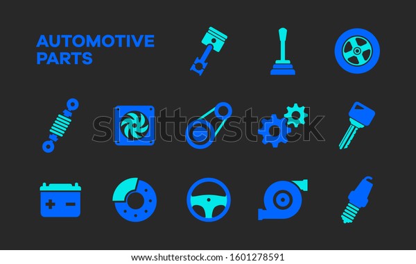 Flat Simple Icons Automotive Components Line Stock Vector (Royalty Free ...