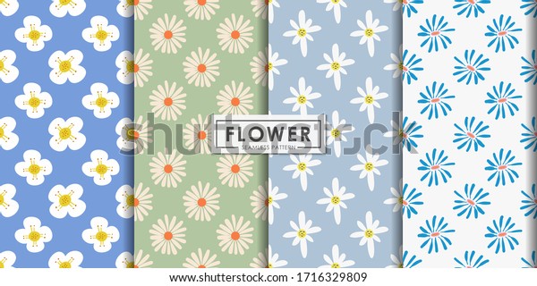 Flat Style Abstract Floral Seamless Pattern Stock Vector (Royalty Free ...