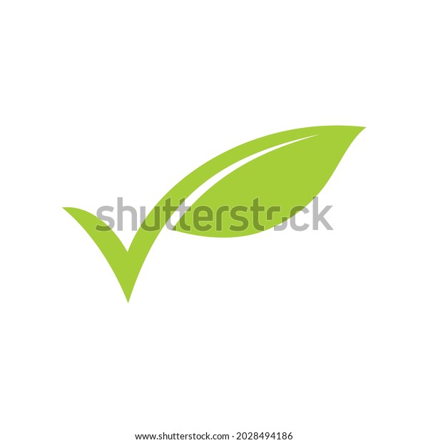 Flat Style Check Mark Leaf Logo Stock Vector (Royalty Free) 2028494186 ...