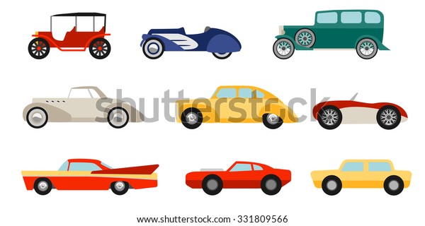 Flat Style Classic Cars Set Stock Vector (Royalty Free) 331809566