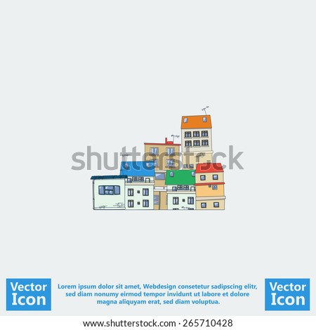 Flat Style Icon Slum City Symbol Stock Vector (Royalty Free) 265710428 ...