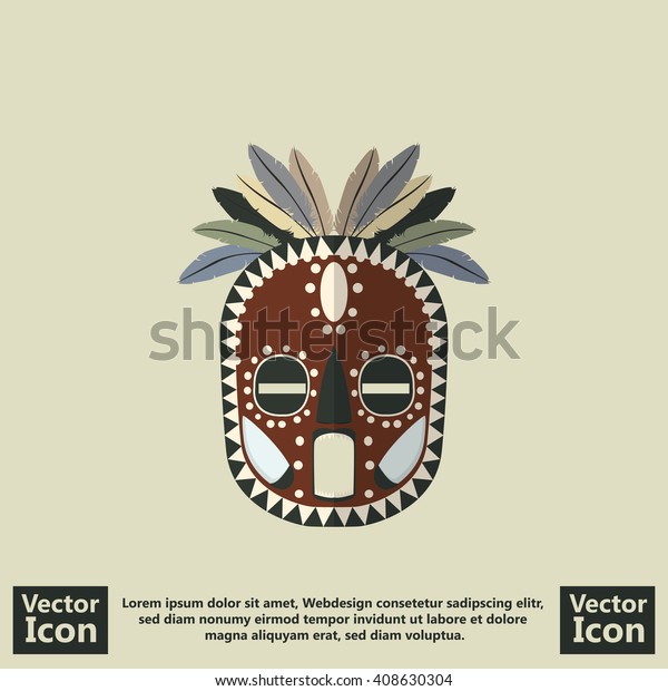 Flat Style Icon Tribal Mask Symbol Stock Vector (Royalty Free ...