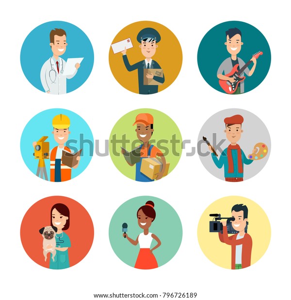 Flat Style Professional People Character Profile Stock Vector (Royalty ...