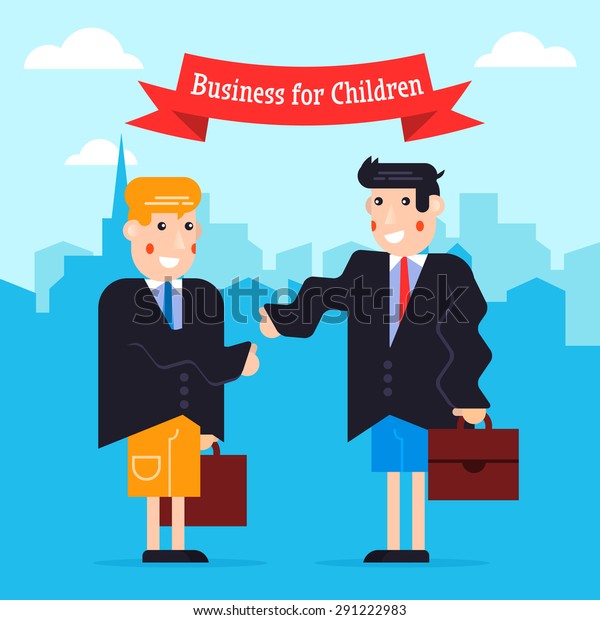 Flat Styled Illustration Business Kids On Stock Vector (Royalty Free ...