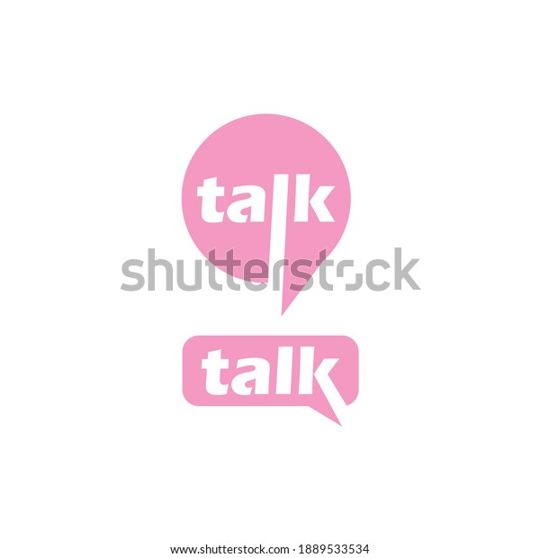 Flat Talk Icon Logo Pink Stock Vector (Royalty Free) 1889533534