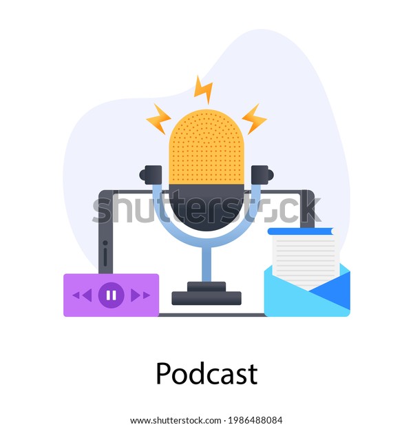 Flat Trendy Icon Audio Cast Stock Vector (Royalty Free) 1986488084 ...