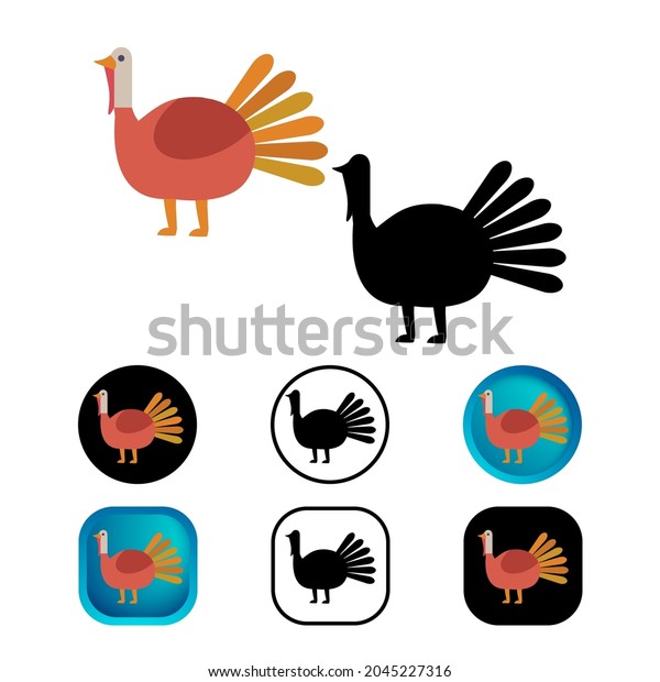 Flat Turkey Bird Icon Collection Stock Vector (Royalty Free) 2045227316 ...
