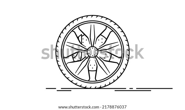 Flat Tyre Outline Blueprint Isolated On Stock Vector (Royalty Free ...