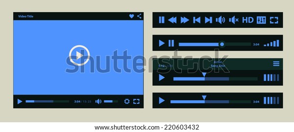 Flat Ui Design Media Player Application: เวกเตอร์สต็อก (ปลอดค่า ...