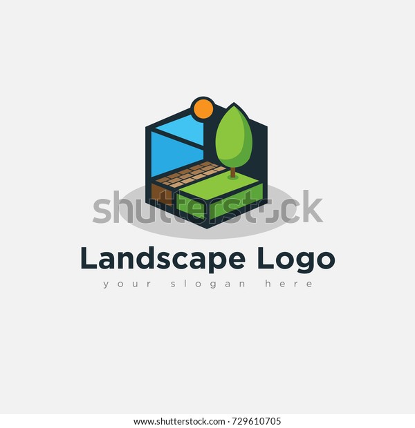 Flat Unique Landscape Logo Business Company Stock Vector (Royalty Free ...