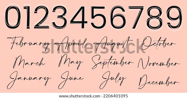 Flat Vector Aesthetic Alphabet Number Stock Vector (Royalty Free ...