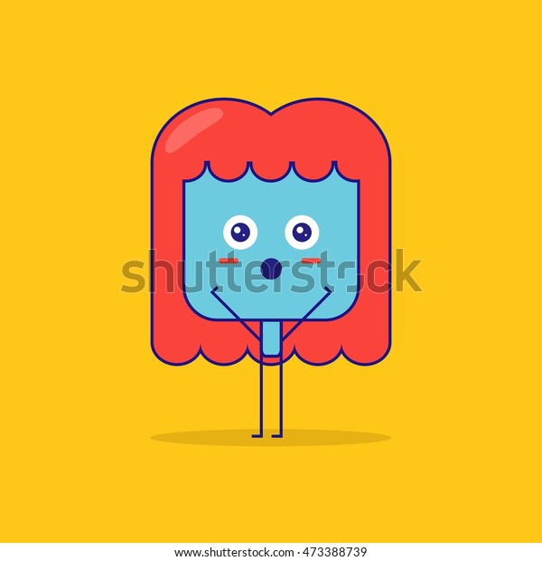 Flat Vector Blue Girl Character Wow Stock Vector (Royalty Free ...