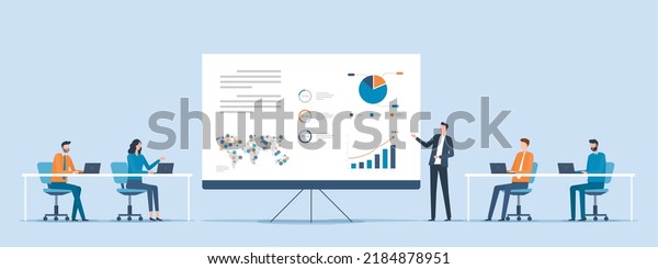 Flat Vector Business Team Meeting Training Stock Vector (Royalty Free ...