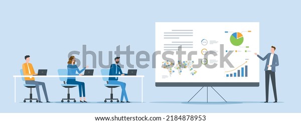 Flat Vector Business Team Meeting Training Stock Vector (Royalty Free ...