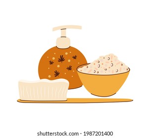 Flat Vector Cartoon Illustration Body Scrub Stock Vector (Royalty Free ...