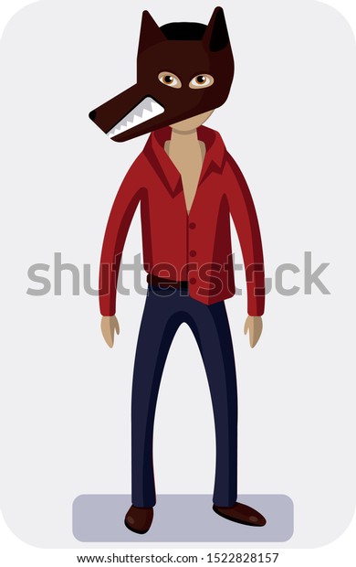 Flat Vector Cartoon Illustration Boy Werewolf Stock Vector (Royalty ...