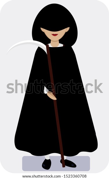Flat Vector Cartoon Illustration Girl Death Stock Vector (Royalty Free ...