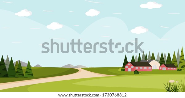 Flat Vector Cartoon Style Illustration Country Stock Vector (Royalty ...